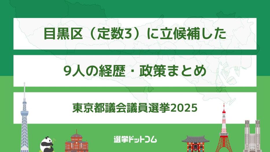 目黒区（定数3）に立候補した9人の経歴・政策まとめ【東京都議会議員選挙2025】 (選挙ドットコム) - Yahoo!ニュース