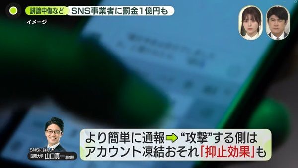 SNSの誹謗中傷、「削除」進む？ 罰金は最大1億円…“迅速な対応”法的な義務に 専門家「攻撃する側への抑止効果も」 (日テレNEWS NNN) - Yahoo!ニュース