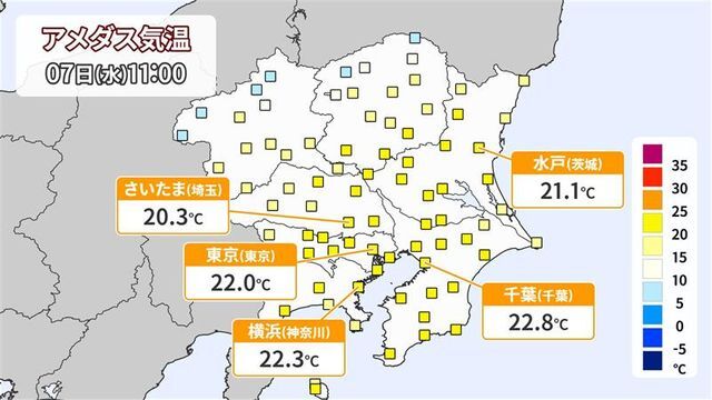 7日（水）の関東は広く晴れて初夏の陽気に 強い紫外線など注意を 夕方以降は一部でにわか雨の可能性も (日テレNEWS NNN) - Yahoo!ニュース